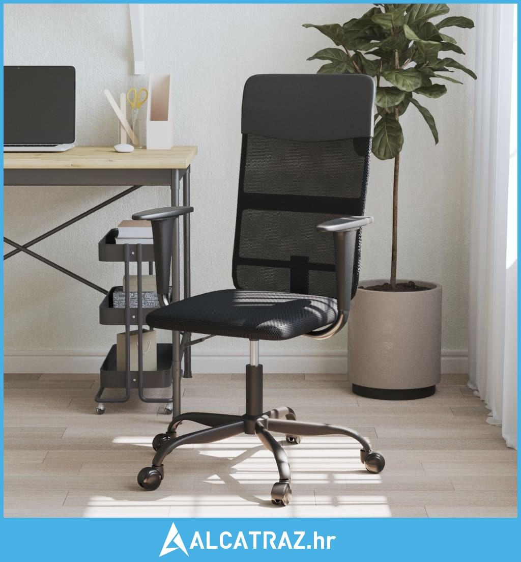 Uredska stolica crna od mrežaste tkanine i umjetne kože - NOVO