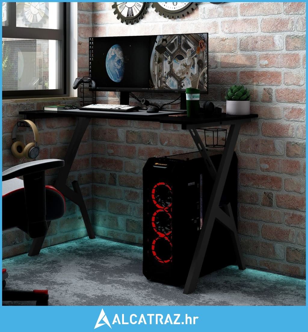 Igraći stol s nogama u obliku slova Y crni 90 x 60 x 75 cm - NOVO