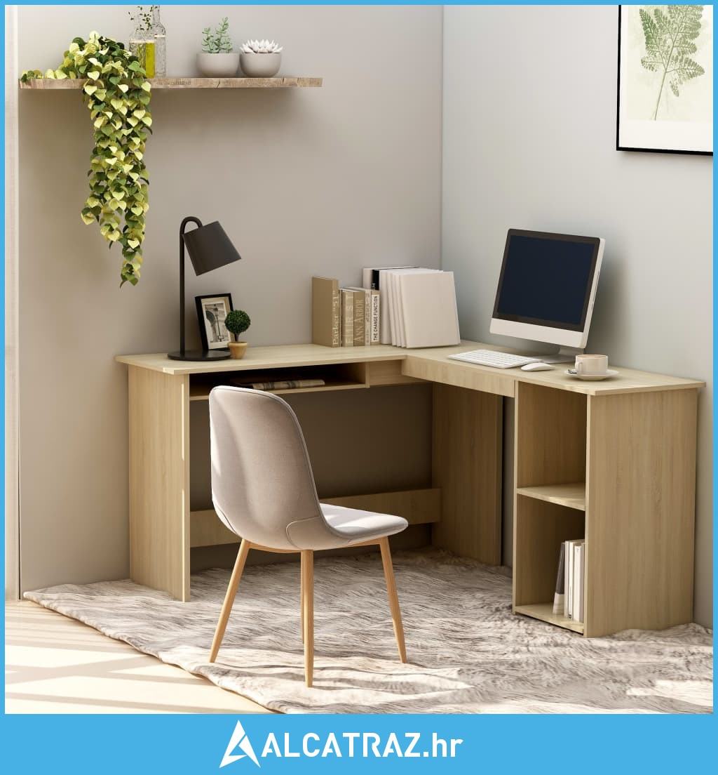 Kutni radni stol boja hrasta sonome 120 x 140 x 75 cm iverica - NOVO