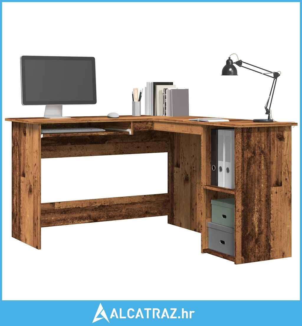 Kutni radni stol staro drvo 120x140x75 cm konstruirano drvo - NOVO