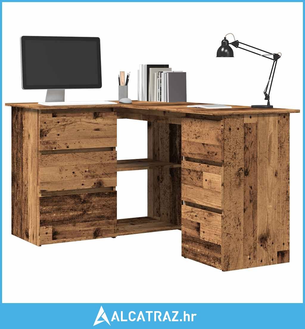 Kutni radni stol staro drvo 145x100x76 cm konstruirano drvo - NOVO