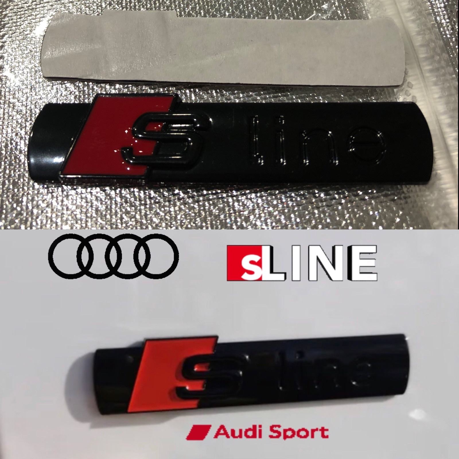 S LINE AUDI EMBLEM OZNAKA ZNAK METALIZIRANI AUDI SLINE CRNA SJAJNA TOP