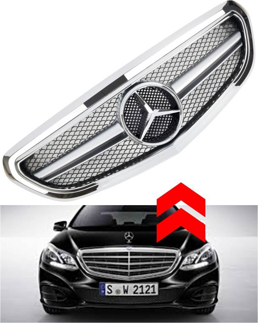 Mercedes Benz E klasa W212 S212 2013-16 maska grill AMG krom silver