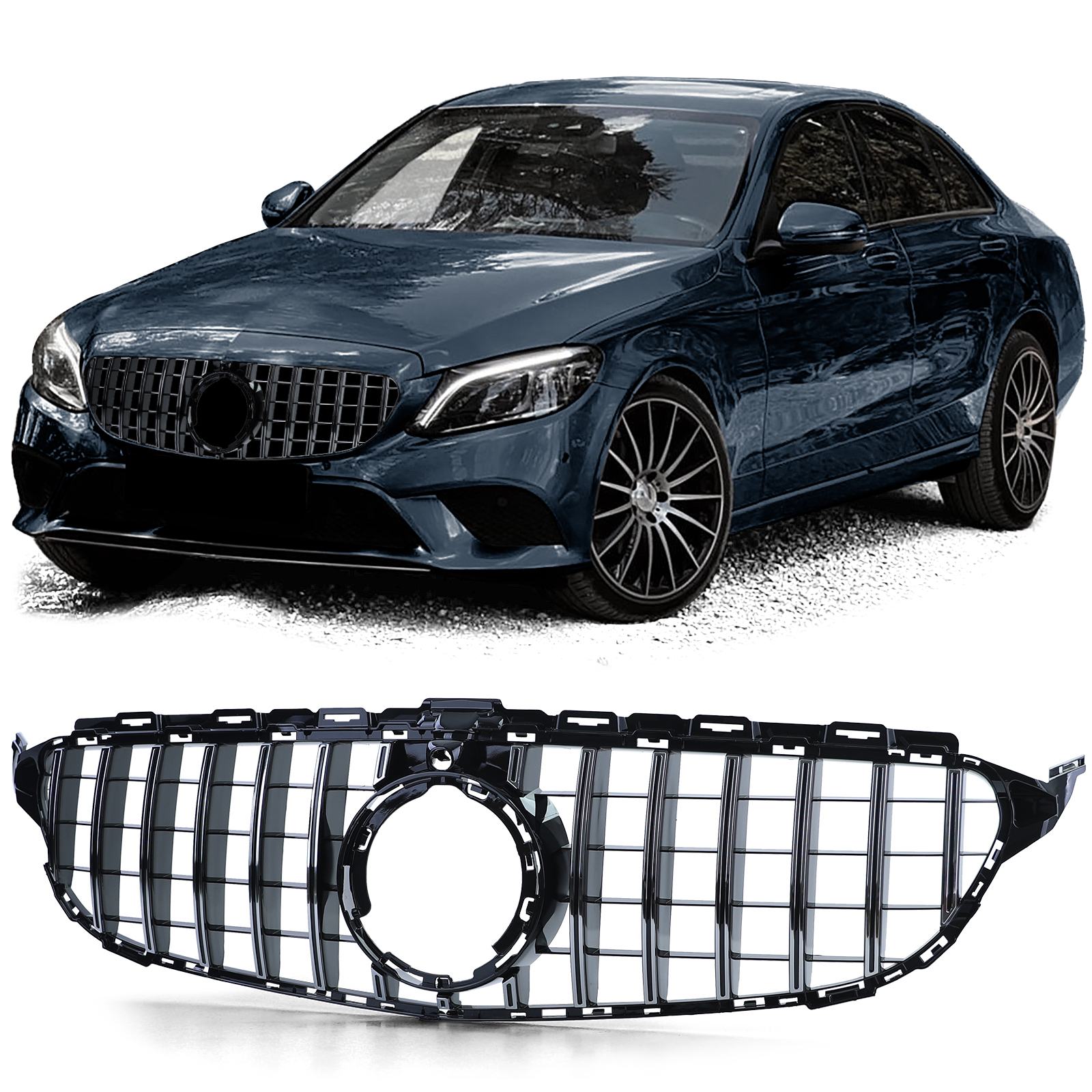 Sportska rešetka crni sjaj krom za Mercedes C klasa W205 S205 18-21