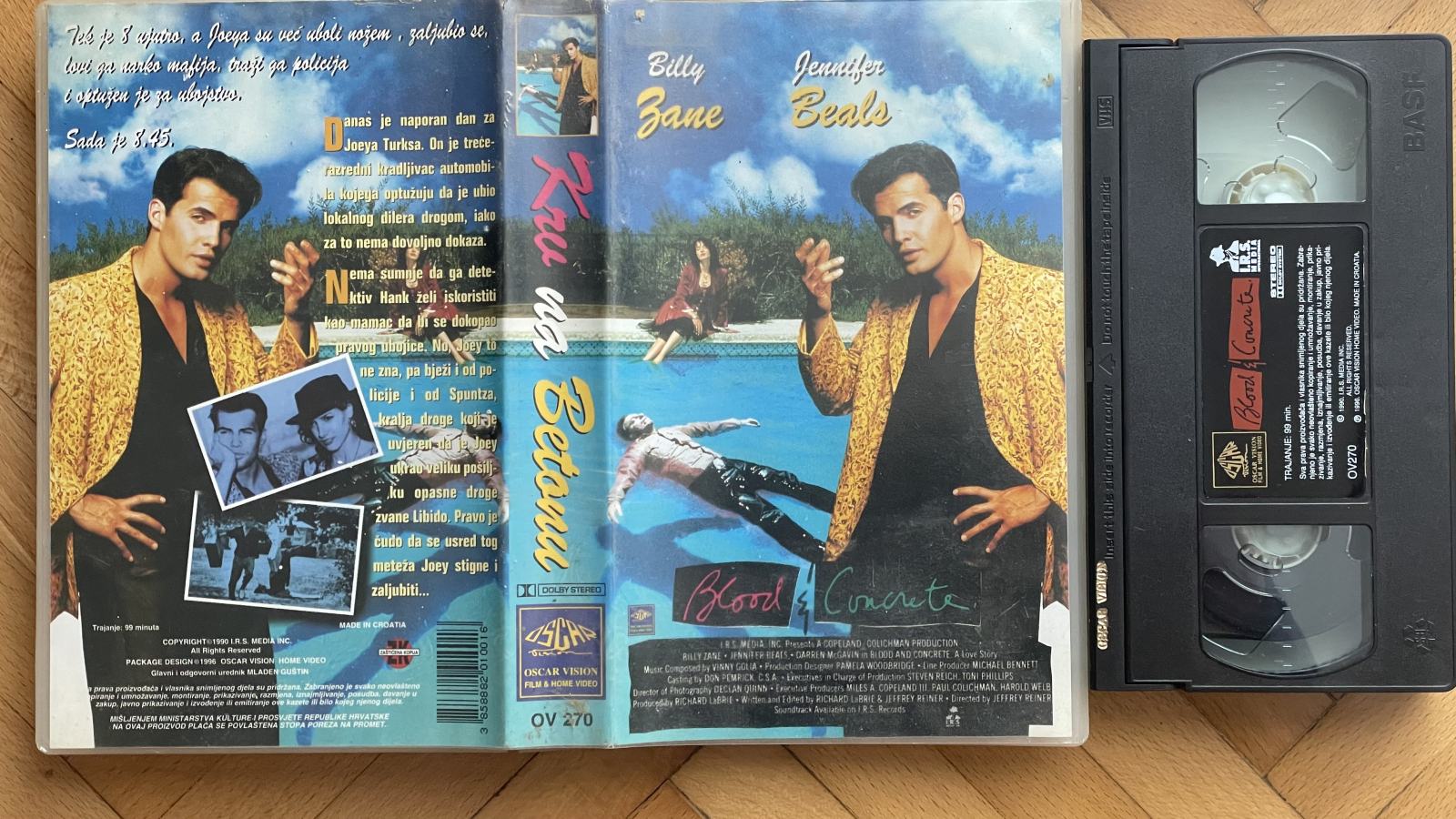 Billy Zane Jeniffer Beals VHS Krv na betonu= Blood And Concrete (1990)