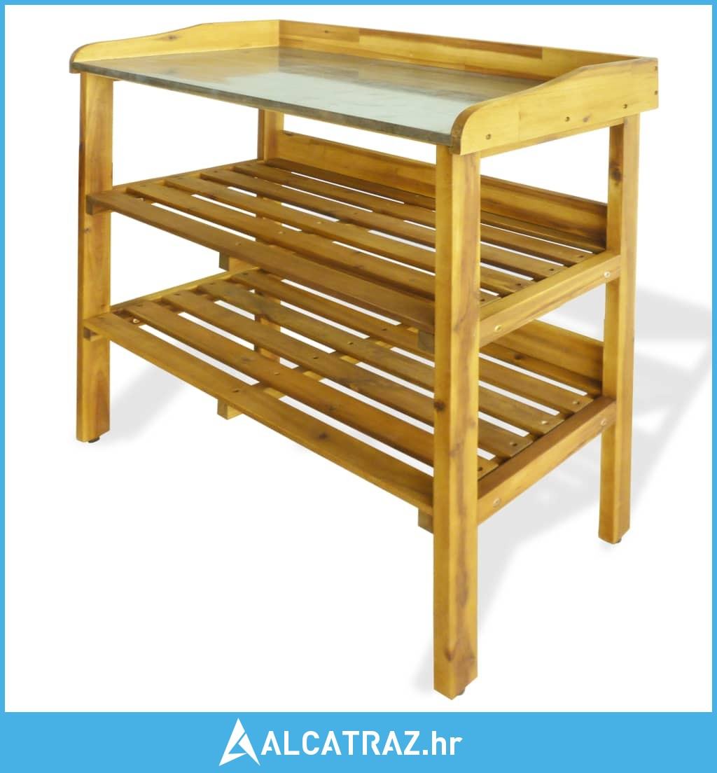 Klupica za Sadnju s 2 Police Masivno Drvo Akacije i Cink - NOVO