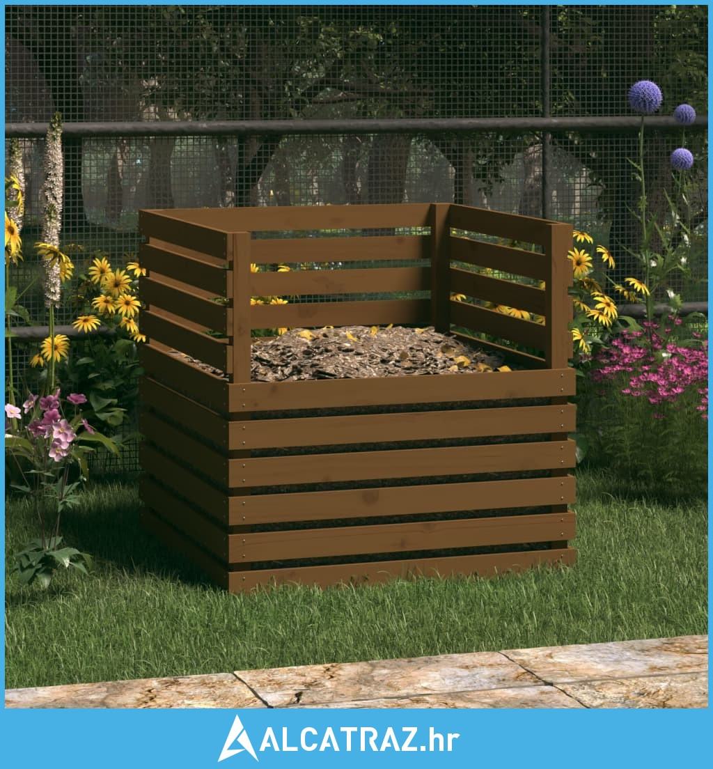 Komposter smeđa boja meda 80 x 80 x 78 cm od masivne borovine - NOVO