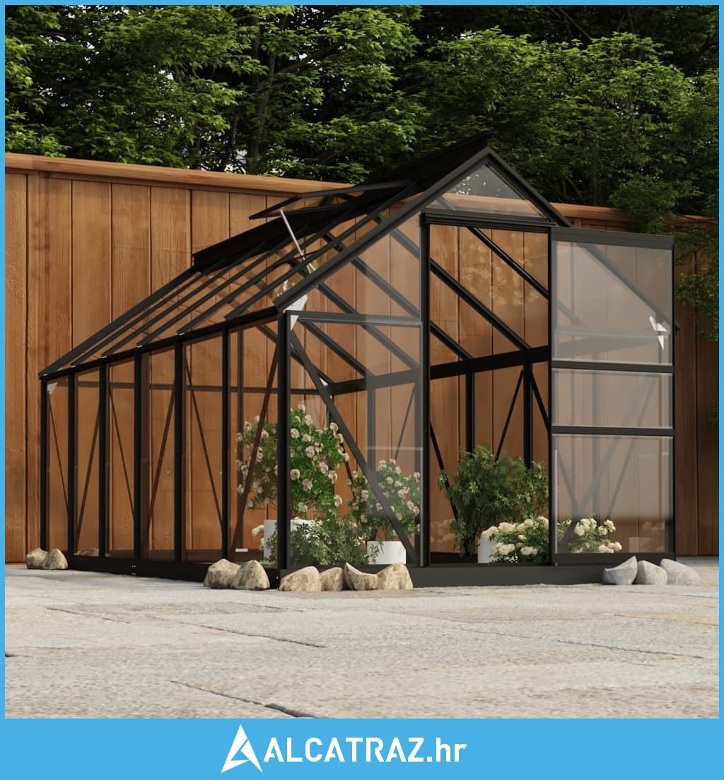 Stakleni staklenik antracit 155 x 298 x 191 cm aluminijski - NOVO