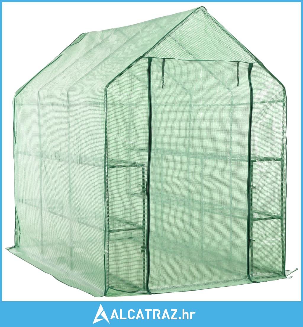 Staklenik s 12 polica čelični 143 x 214 x 196 cm - NOVO