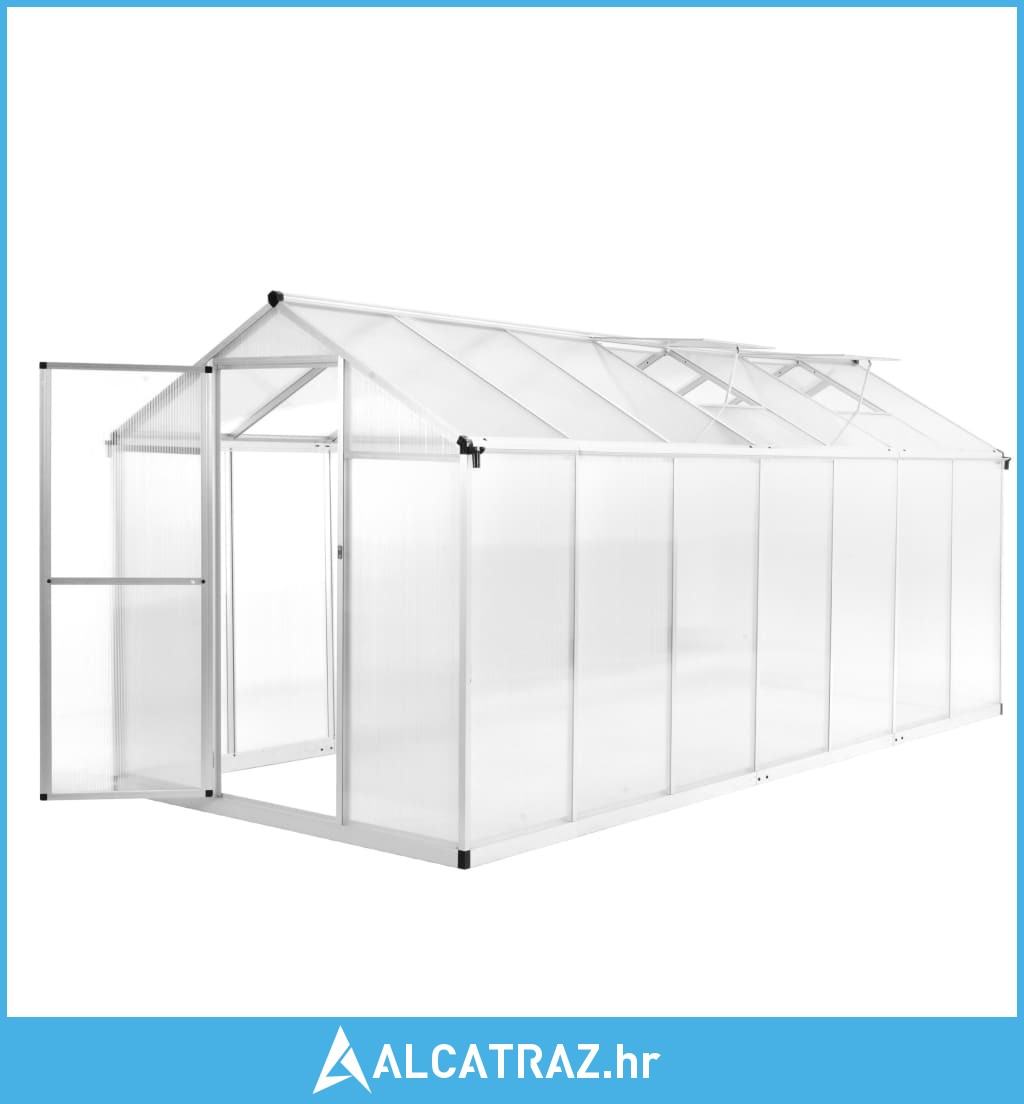 Staklenik od aluminija 421 x 190 x 195 cm 15,6 m³ - NOVO