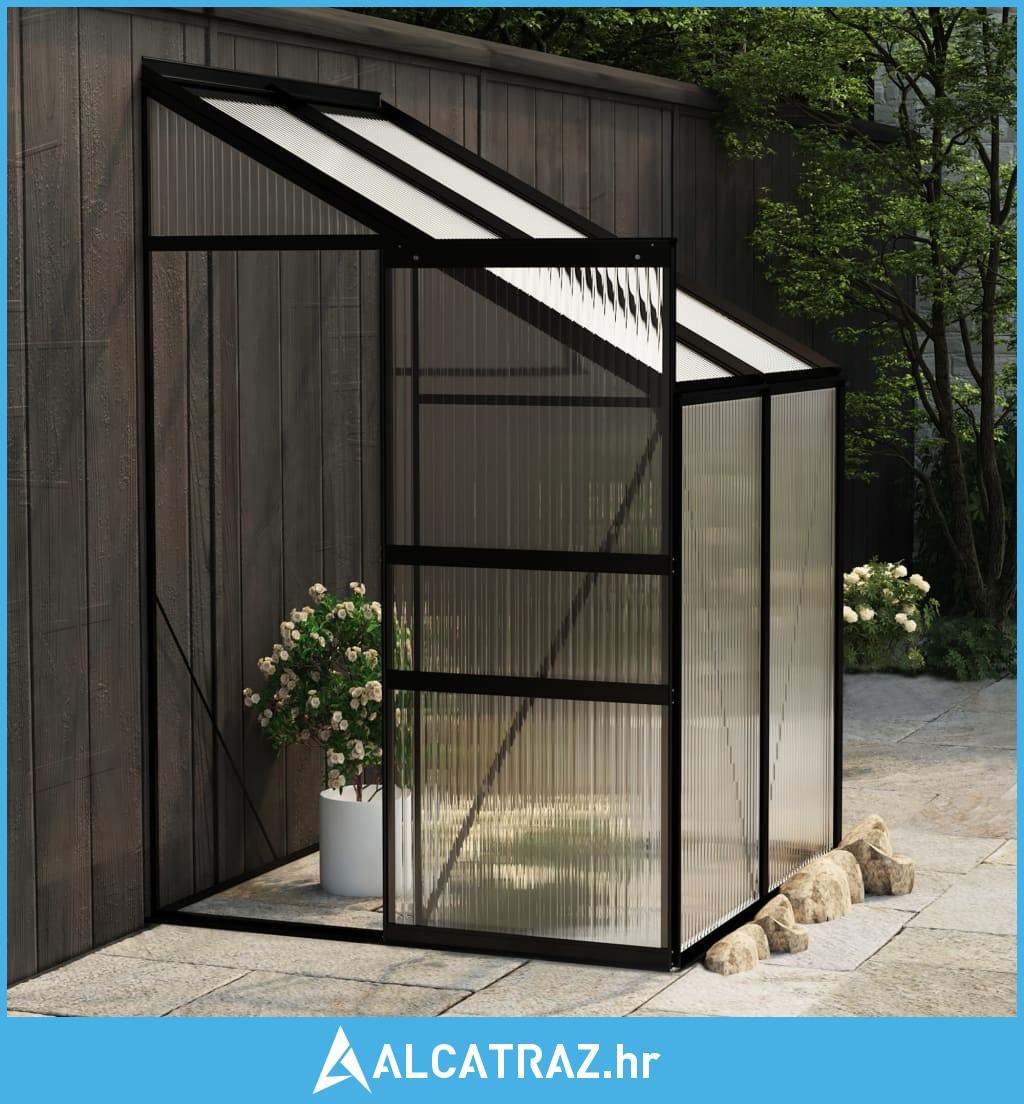 Staklenik od aluminija antracit 2,59 m³ - NOVO