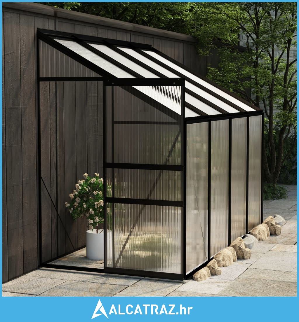 Staklenik od aluminija antracit 5,24 m³ - NOVO