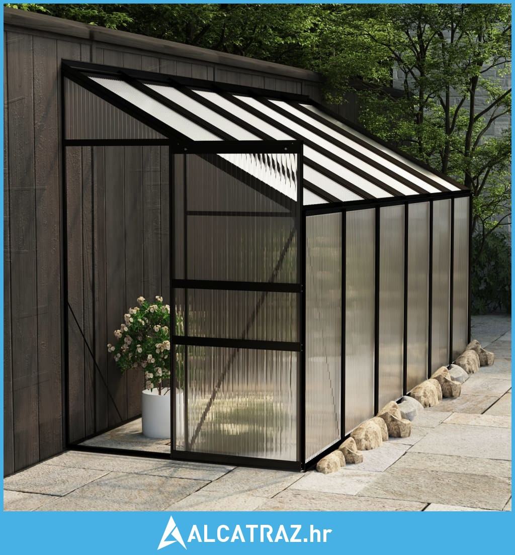 Staklenik od aluminija antracit 7,44 m³ - NOVO