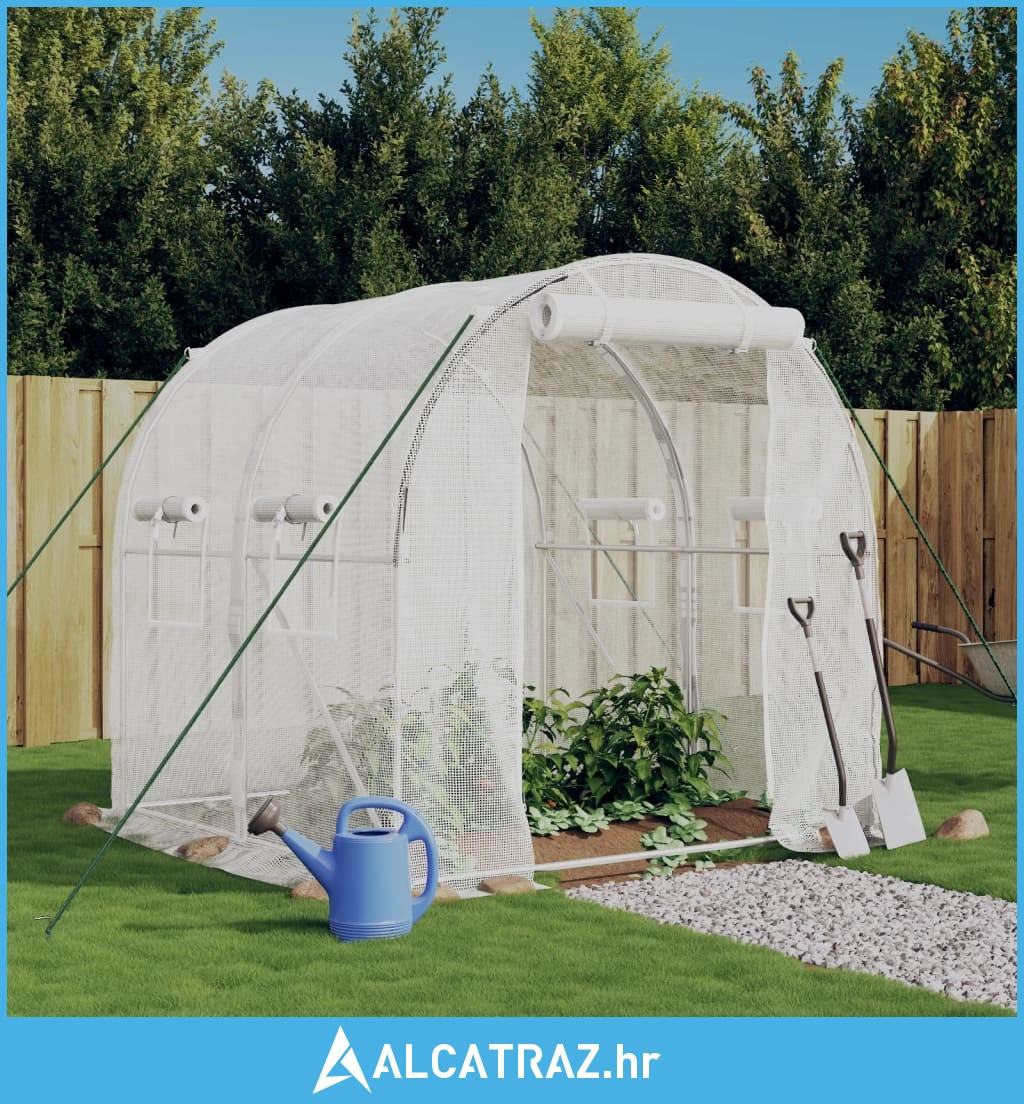 Staklenik s čeličnim okvirom bijeli 4 m² 2 x 2 x 2 m - NOVO