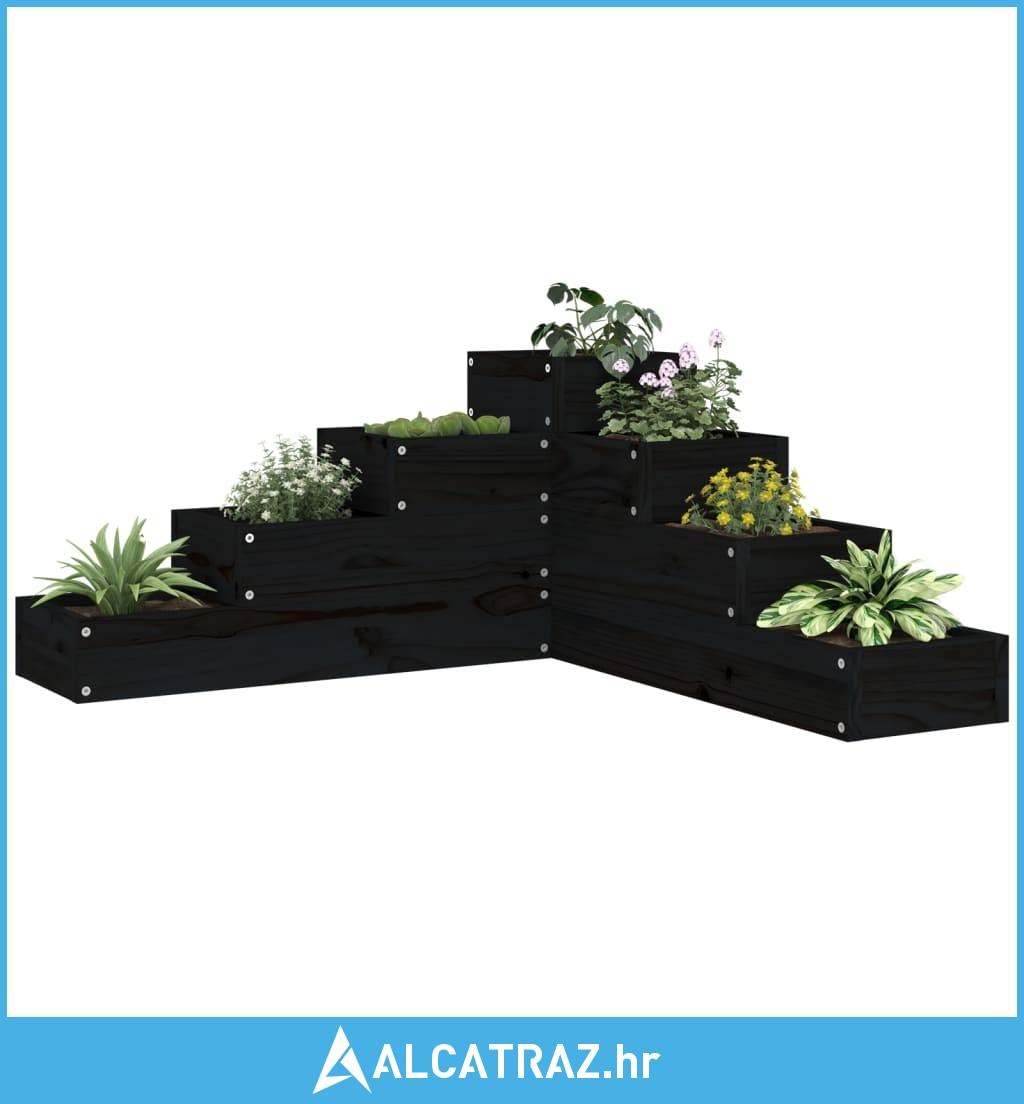 Vrtna sadilica s 4 razine 80,5 x 79 x 36 cm crna od borovine - NOVO