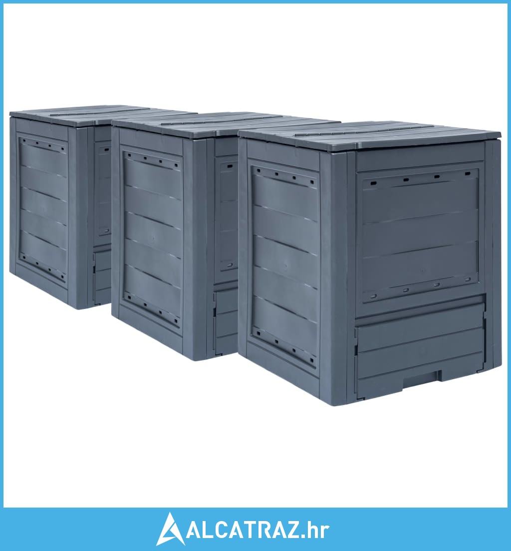 Vrtni komposteri 3 kom sivi 60 x 60 x 73 cm 780 L - NOVO