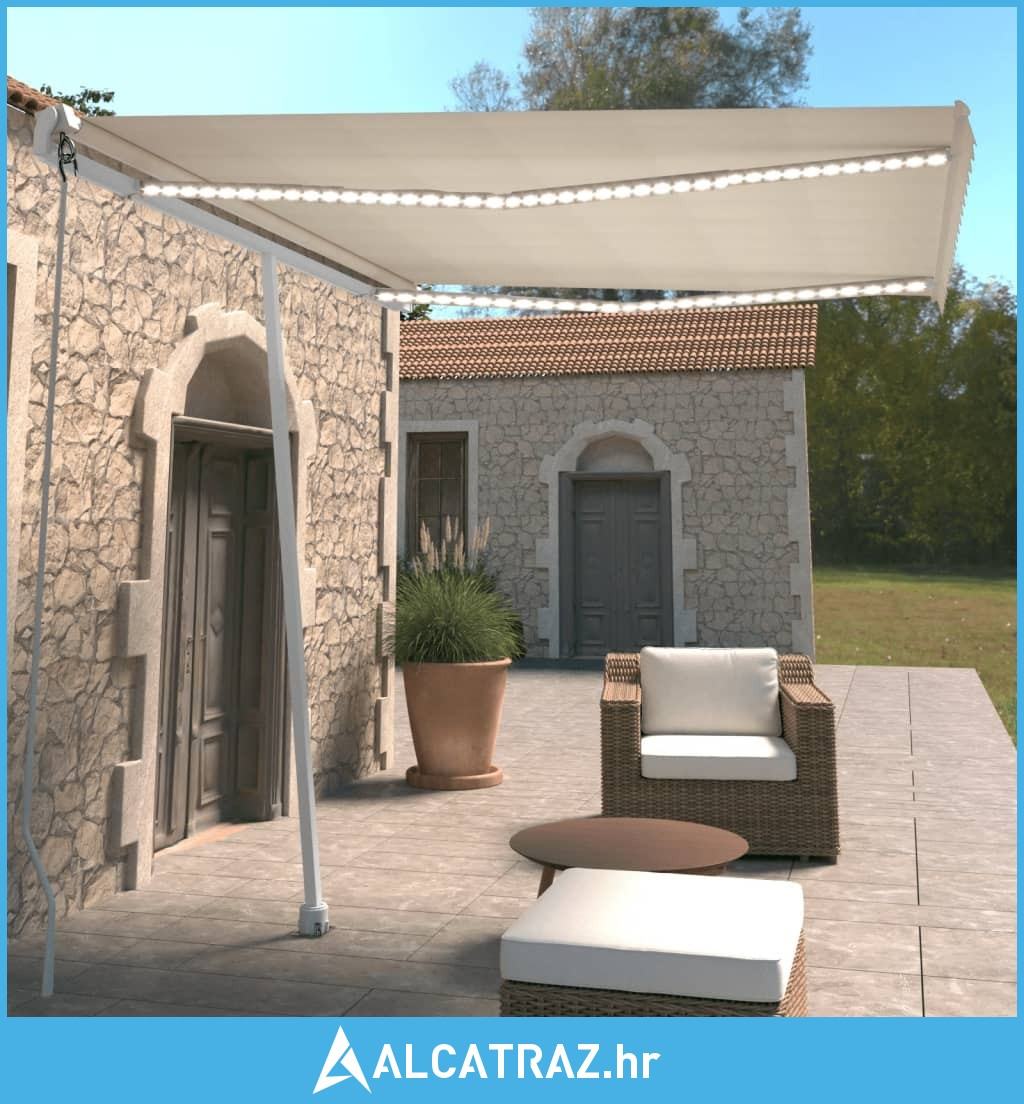 Automatska tenda sa senzorom za vjetar LED 300 x 250 cm krem - NOVO