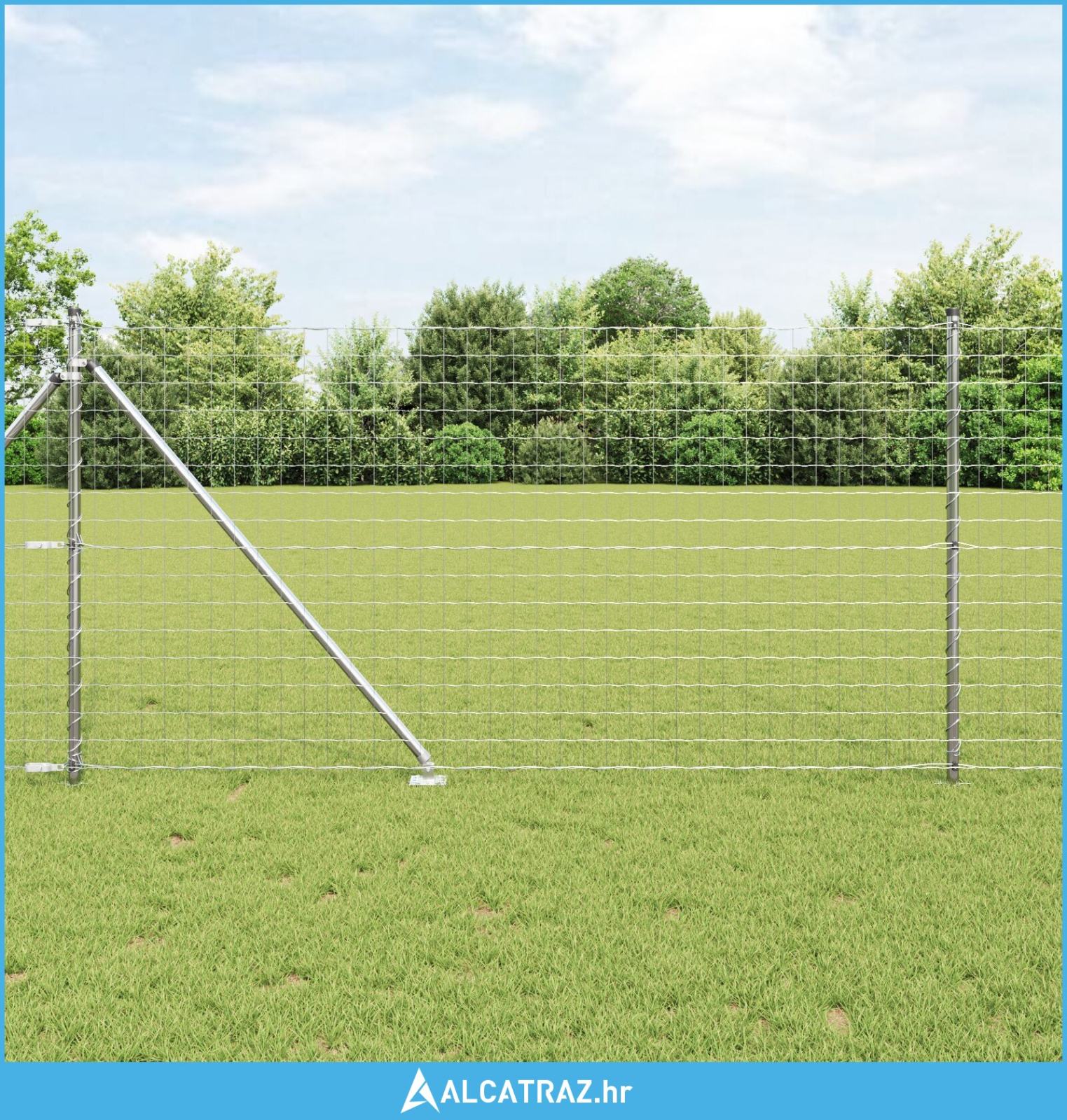 Euro Ograda s 7 Spike Postova 1x10 m Galvanizirani Čelik - NOVO