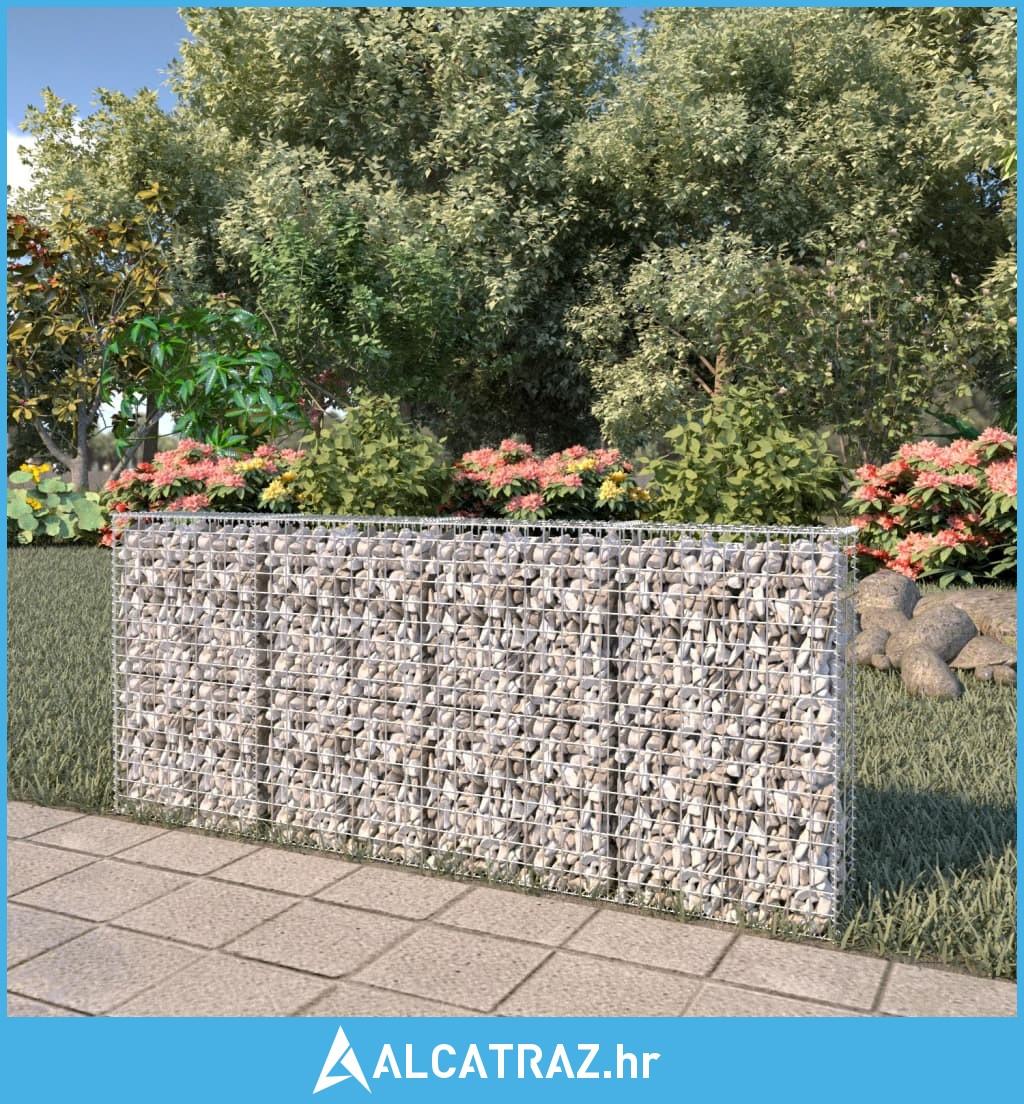 Gabionski zid s poklopcima od pocinčanog čelika 200 x 20 x 85 cm - NOV