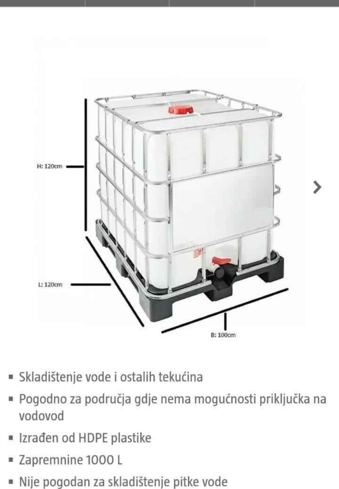 IBC kontejner za vodu 1000l