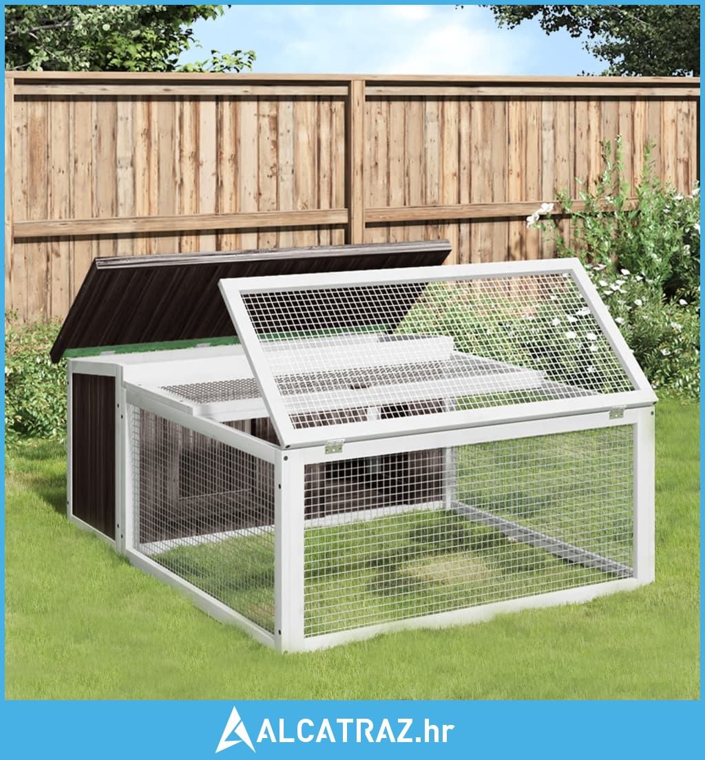 Kavez za zečeve sivi 117,5 x 97 x 47,5 cm od masivne borovine - NOVO