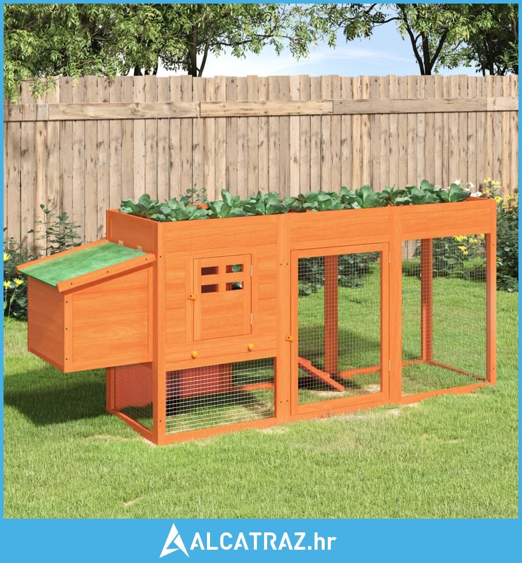 Kokošinjac smeđi 204 x 50 x 84 cm od masivne borovine - NOVO