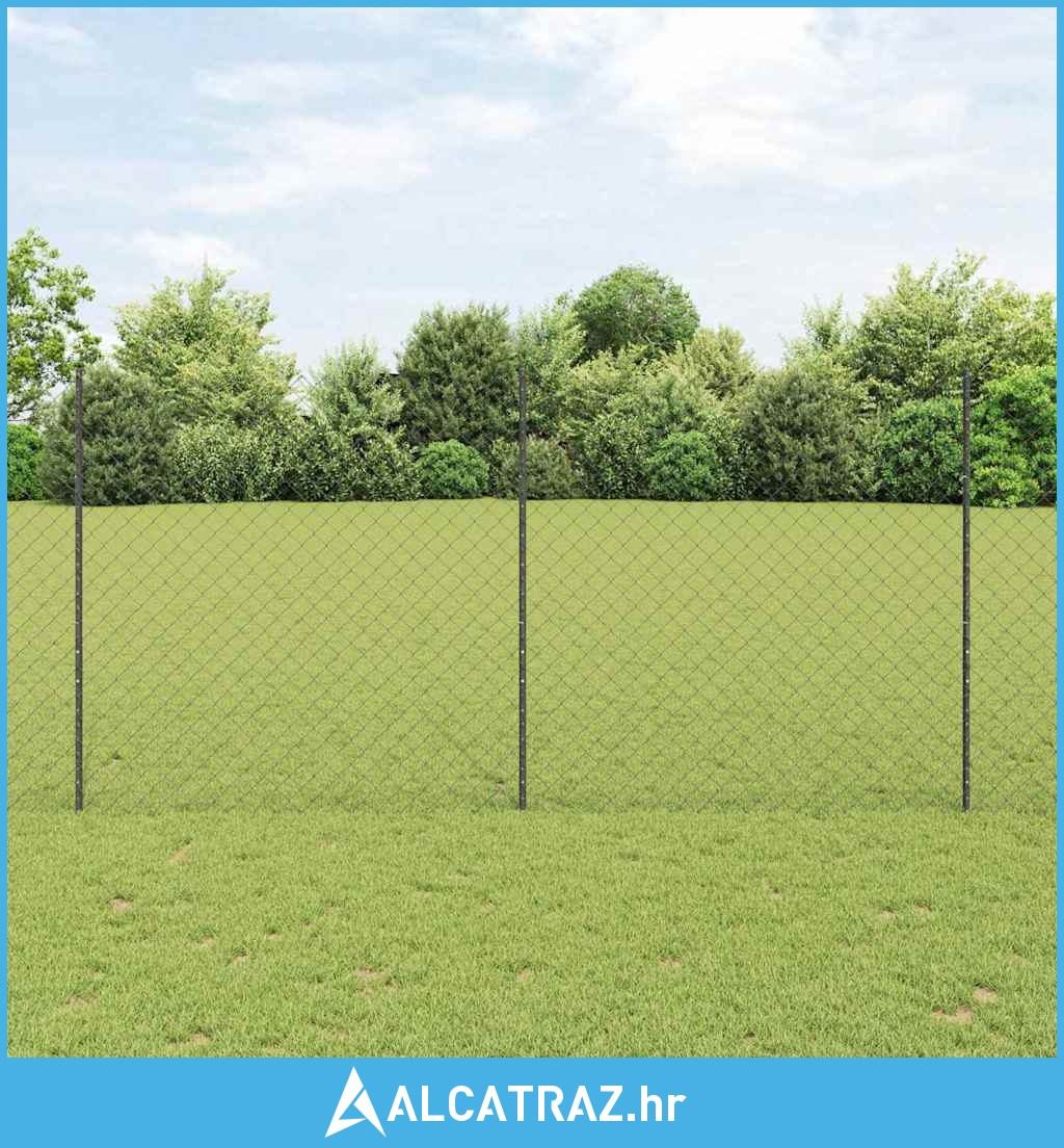 Ograda od lančane veze s 20 U stupova Siva 1.5x10 m Čelik - NOVO