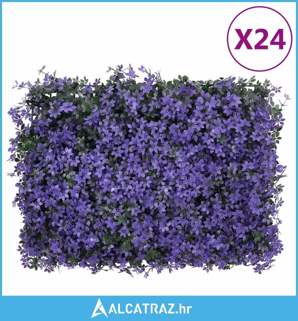 Ograda od umjetnog lišća 24 kom ljubičasta 40 x 60 cm - NOVO