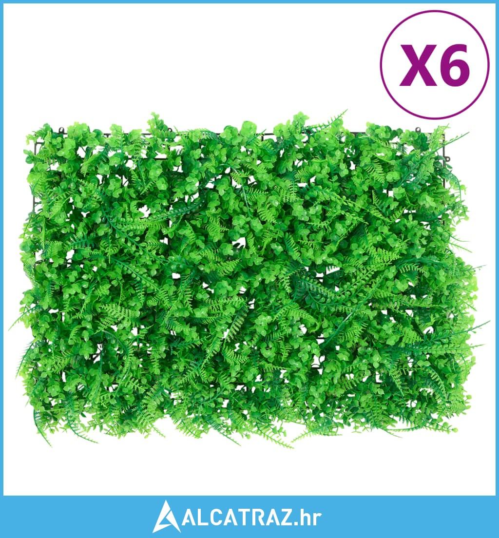 Ograda od umjetnog lišća paprati 6 kom zelena 40 x 60 cm - NOVO