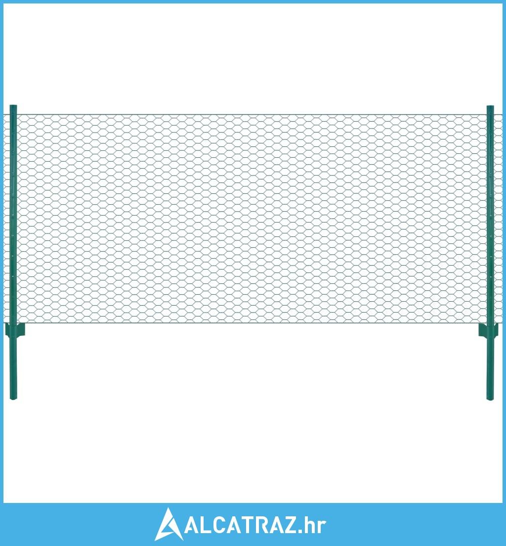 Ograda od žičane mreže sa stupovima čelična 25 x 0,75 m zelena - NOVO