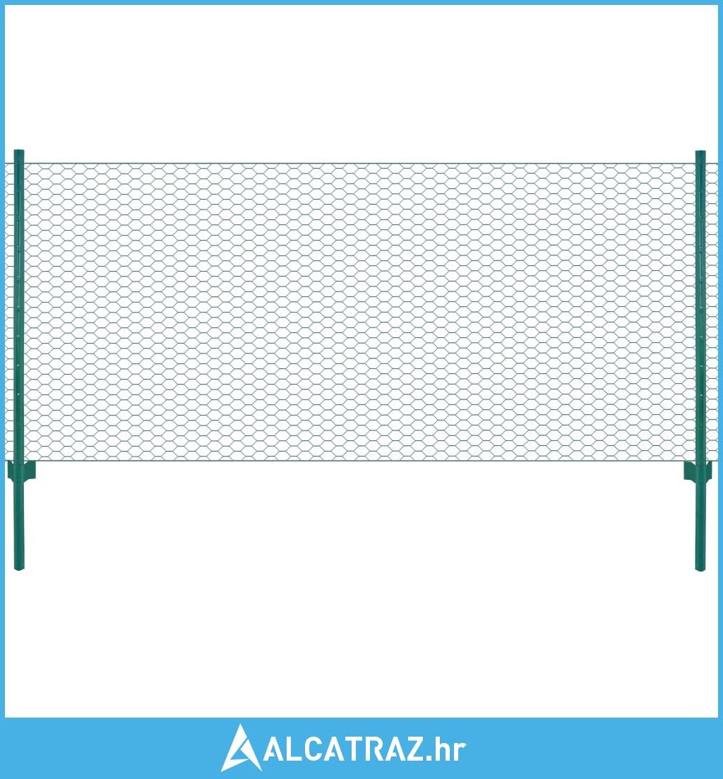 Ograda od žičane mreže sa stupovima čelična 25 x 1 m zelena - NOVO