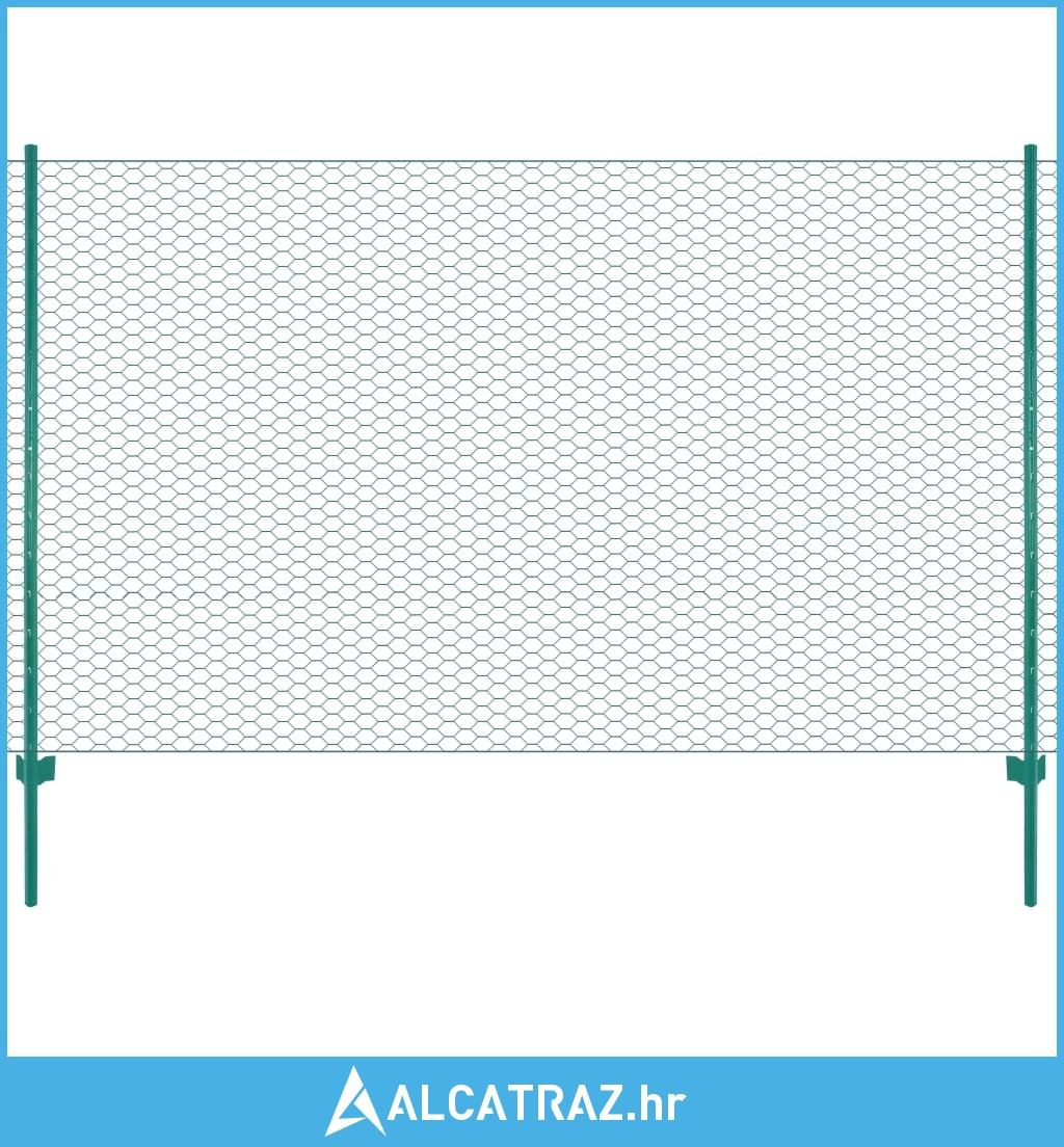 Ograda od žičane mreže sa stupovima čelična 25 x 1,5 m zelena - NOVO