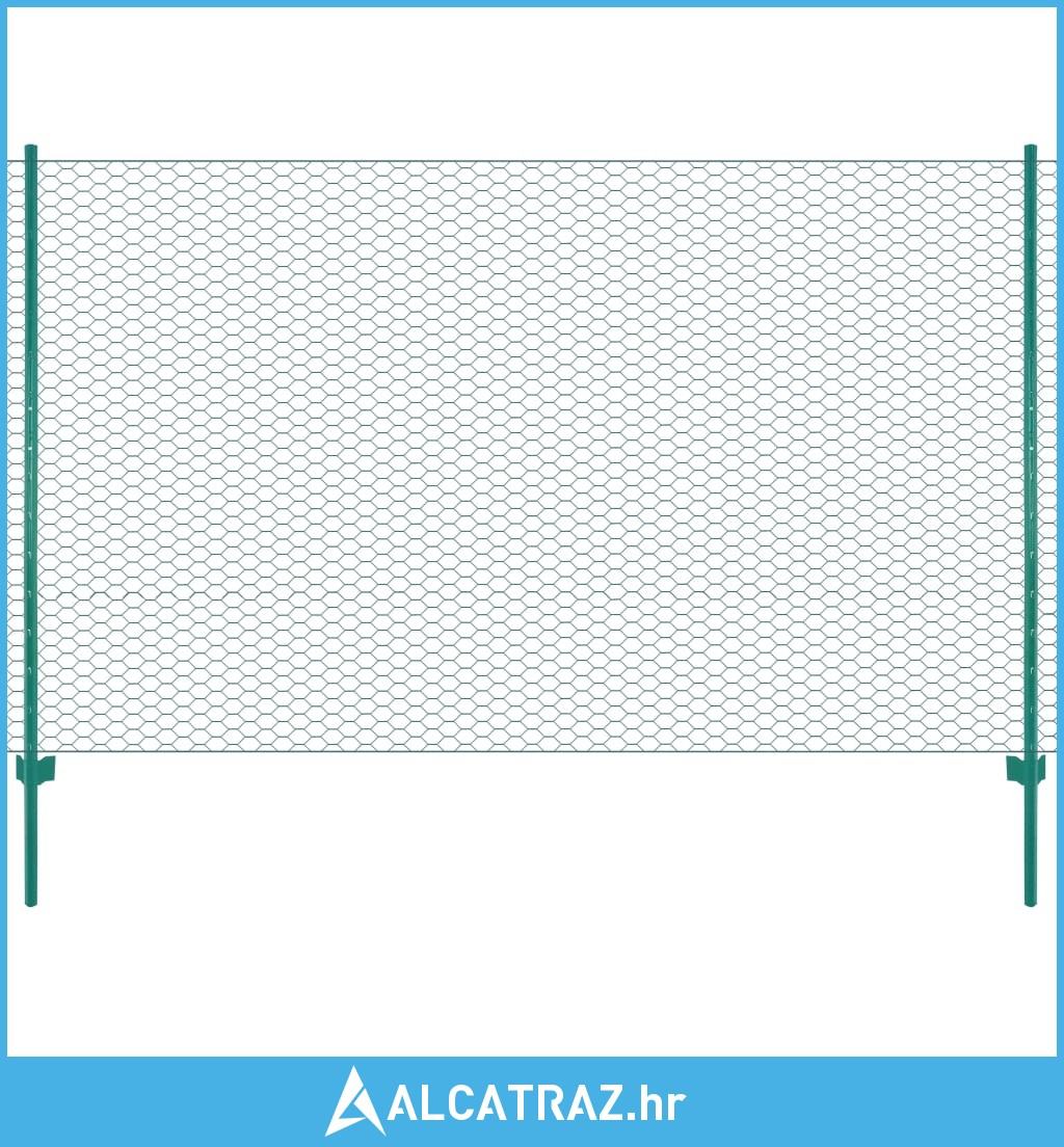 Ograda od žičane mreže sa stupovima čelična 25 x 2 m zelena - NOVO