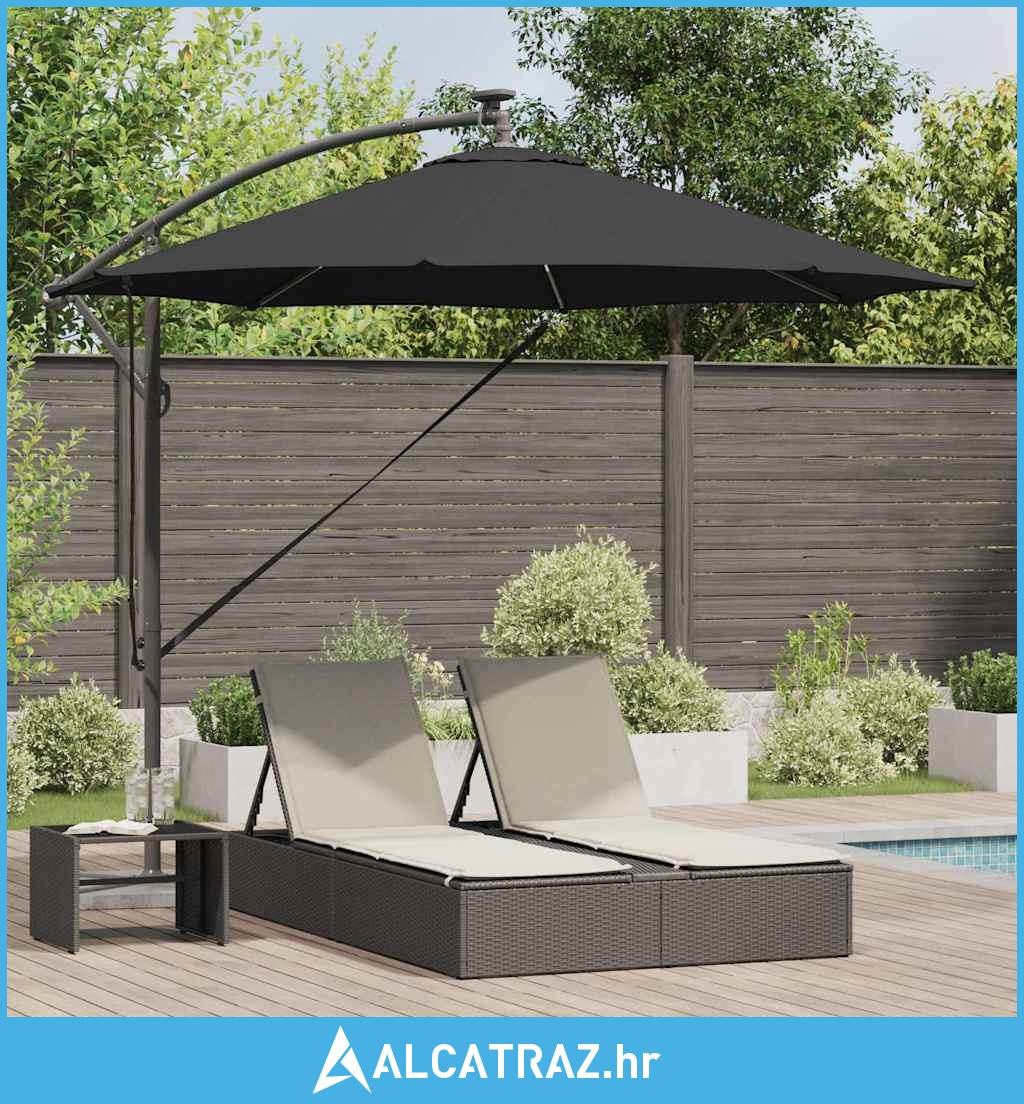 Samostojeći banana suncobran Crna 294 x 294 x 248 cm - NOVO