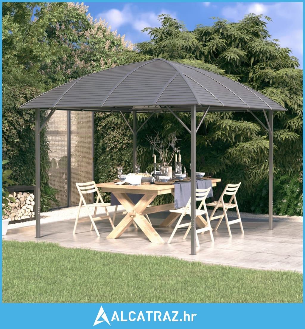 Sjenica s lučnim krovom 3 x 3 m antracit - NOVO