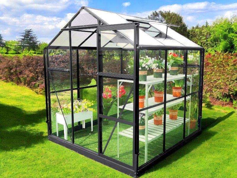 Staklenik HYBRID 189 x 189 cm - staklene stijene i PC krov