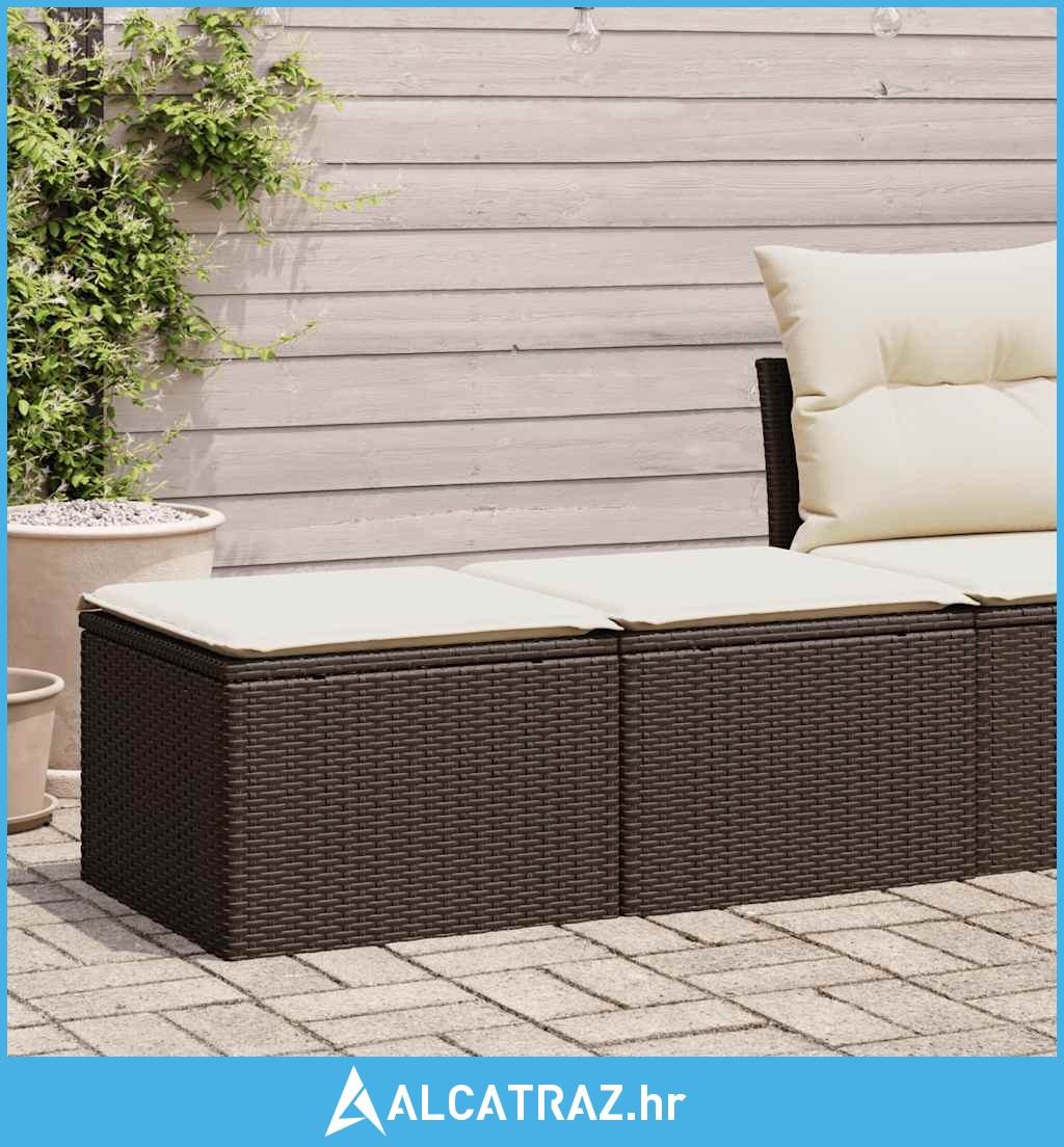 2-dijelni set vrtnih sofa poliratan i bagrem s jastucima smeđi - NOVO