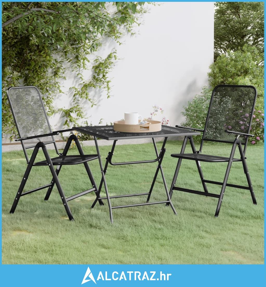 3-dijelni vrtni blagovaonski set ekspandirani metal antracit - NOVO