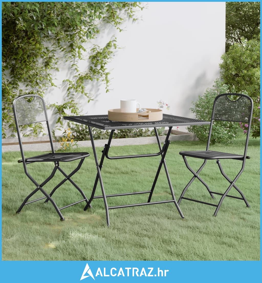 3-dijelni vrtni blagovaonski set ekspandirani metal antracit - NOVO