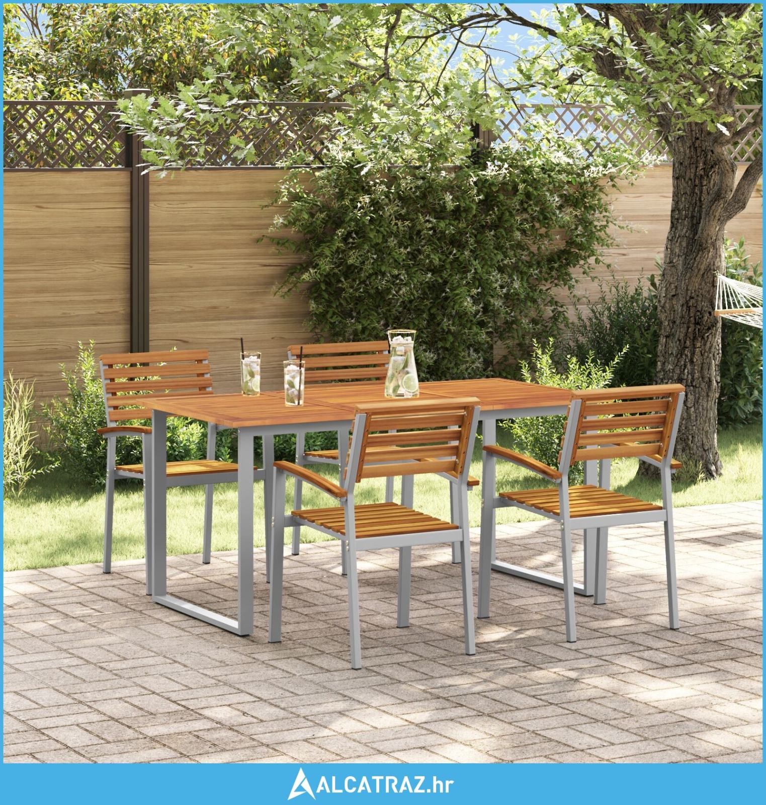 5-dijelni set za objedovanje u vrtu od čvrstog drva akacije i metala