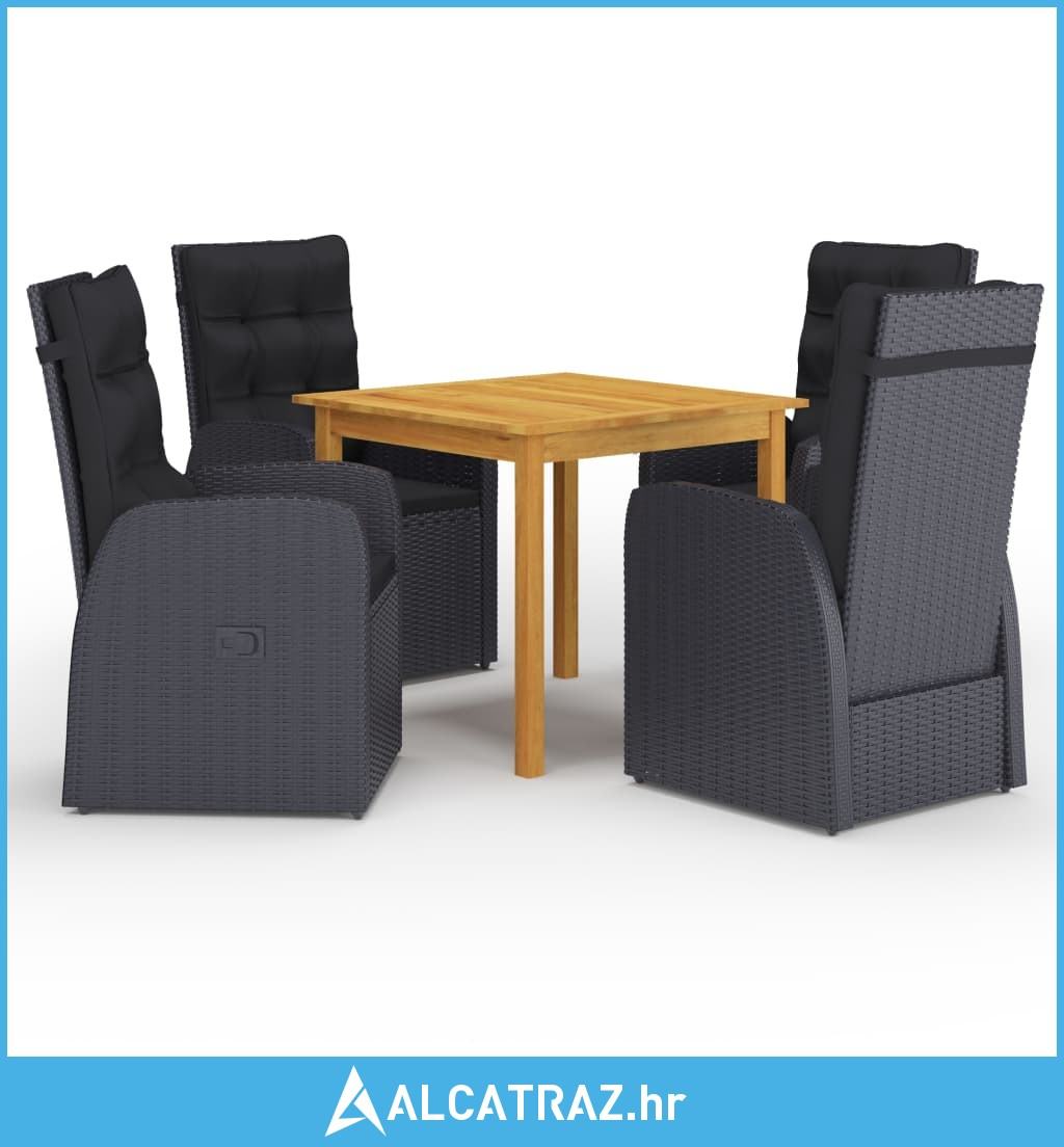 5-dijelni vrtni blagovaonski set crni - NOVO