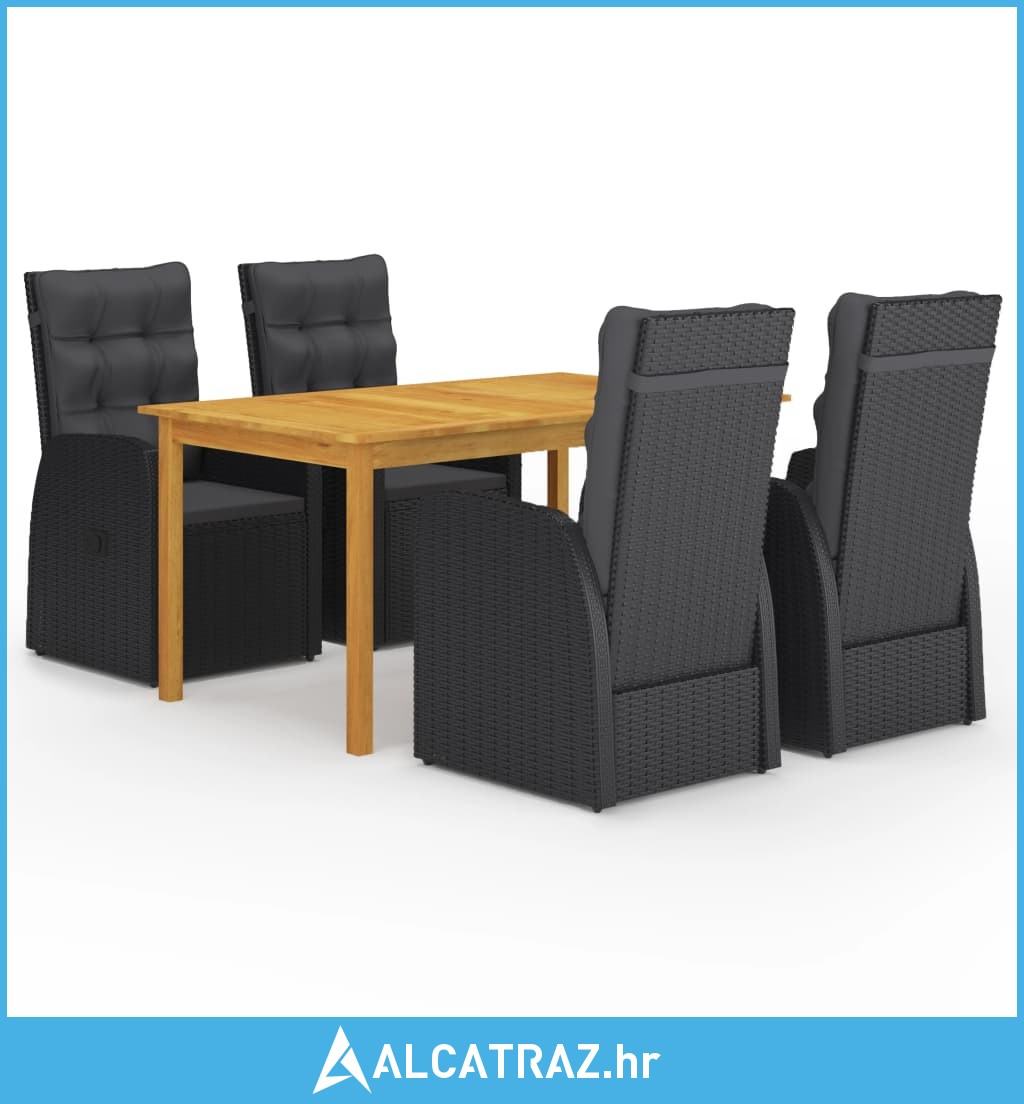 5-dijelni vrtni blagovaonski set crni - NOVO