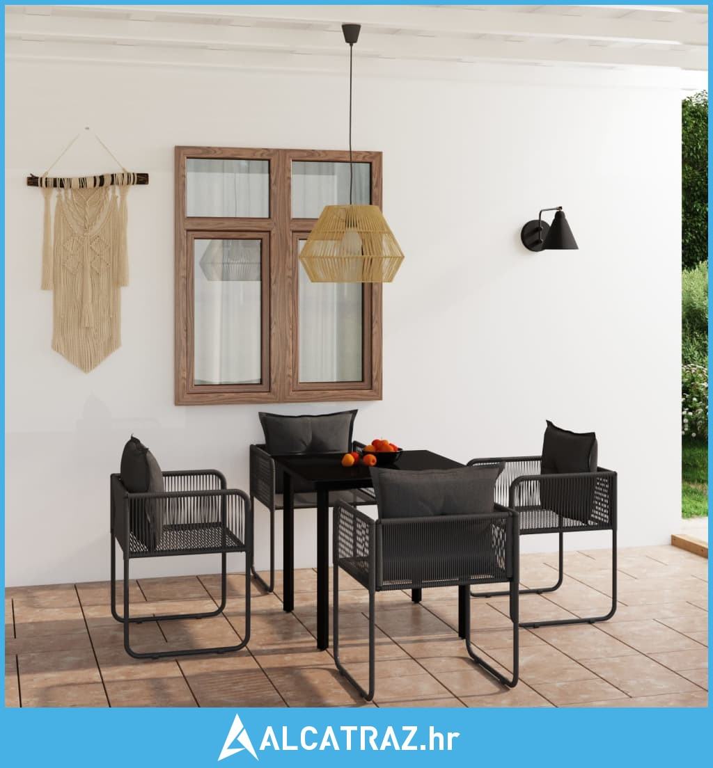 5-dijelni vrtni blagovaonski set crni - NOVO