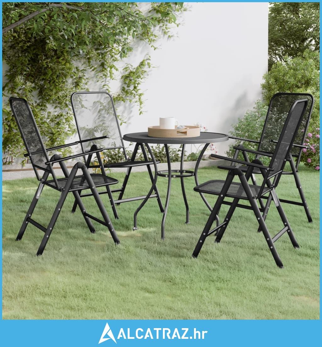 5-dijelni vrtni blagovaonski set ekspandirani metal antracit - NOVO