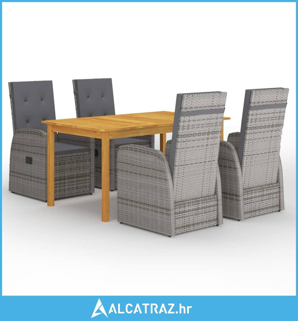 5-dijelni vrtni blagovaonski set sivi - NOVO