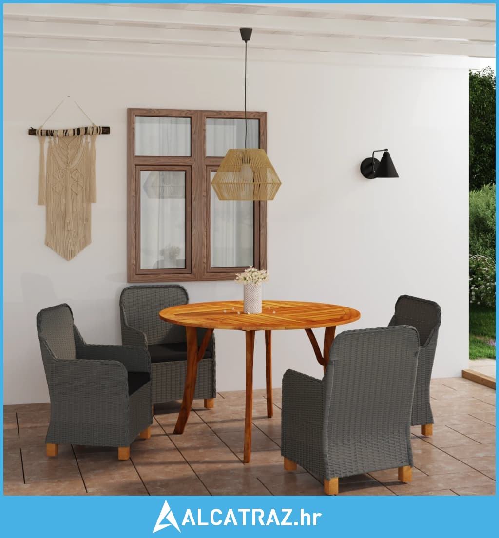 5-dijelni vrtni blagovaonski set tamnosivi - NOVO