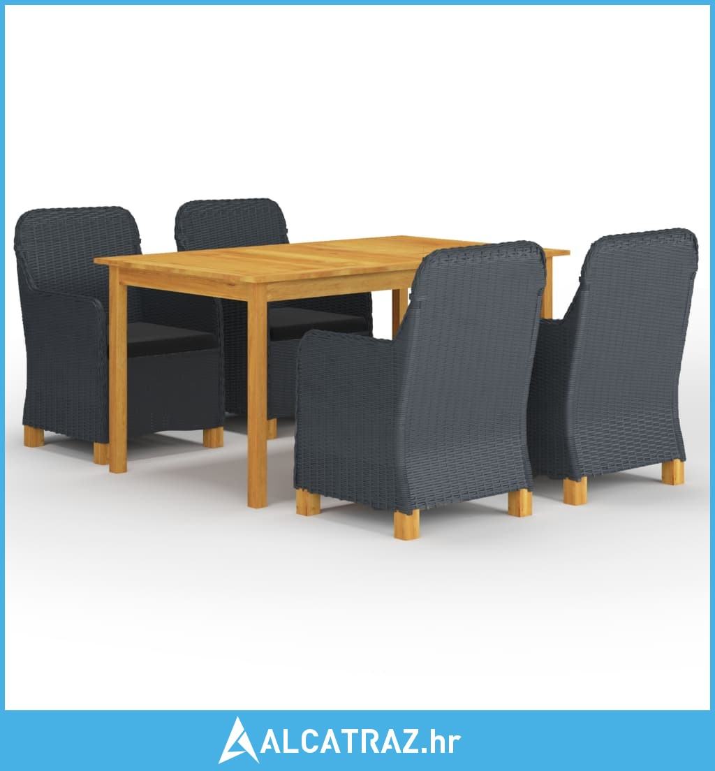 5-dijelni vrtni blagovaonski set tamnosivi - NOVO