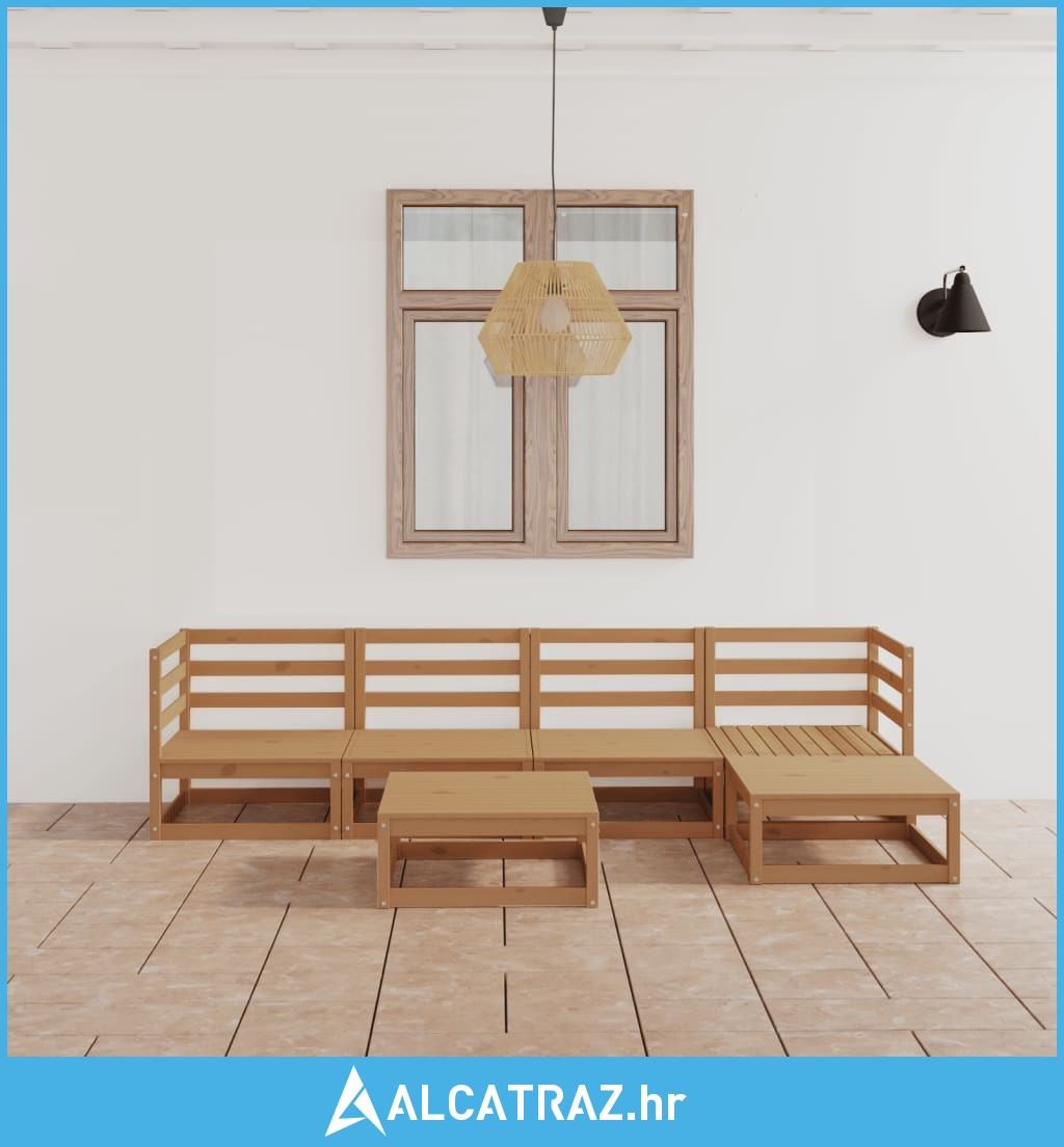 6-dijelna vrtna garnitura od masivne borovine boja meda - NOVO