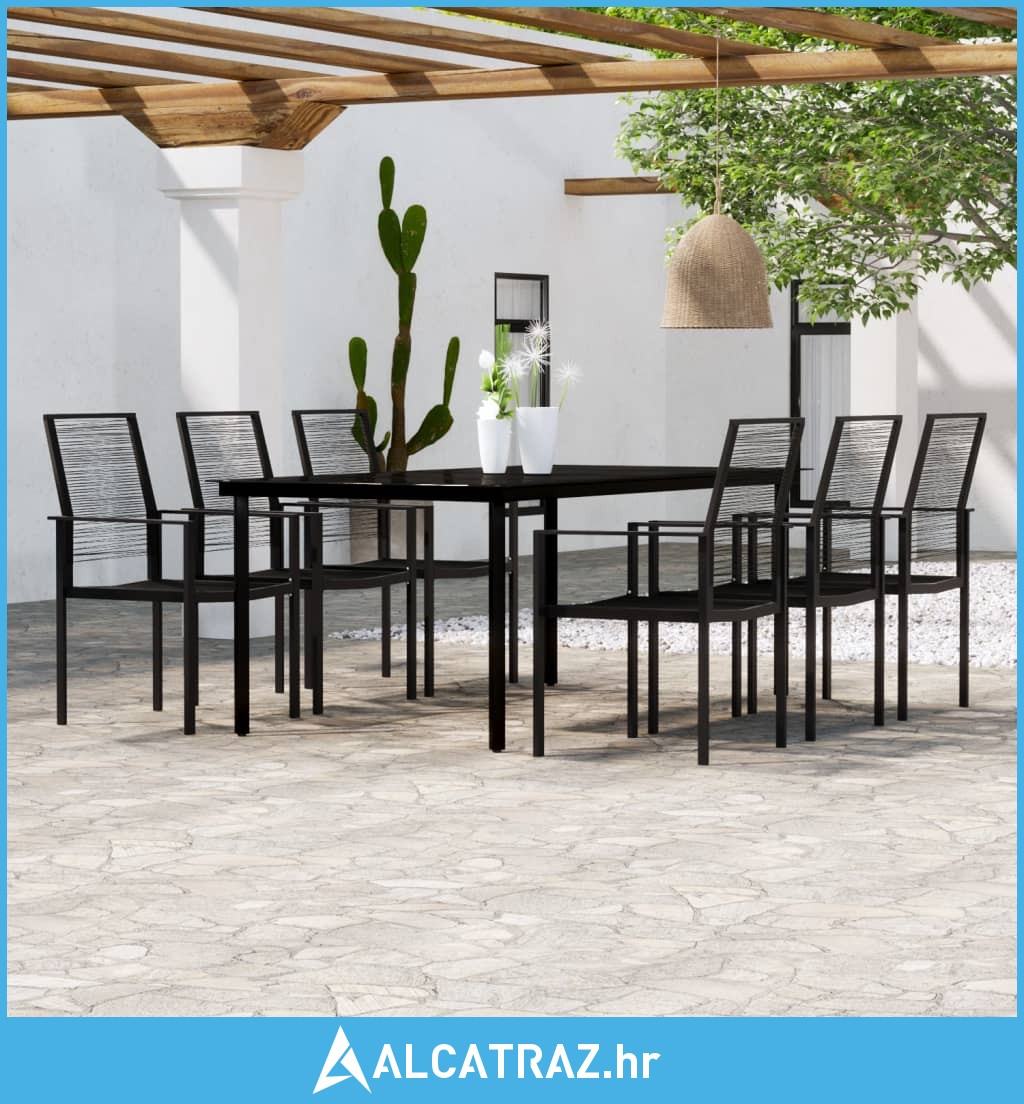 7-dijelni vrtni blagovaonski set crni - NOVO