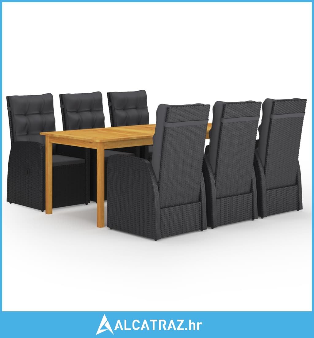 7-dijelni vrtni blagovaonski set crni - NOVO